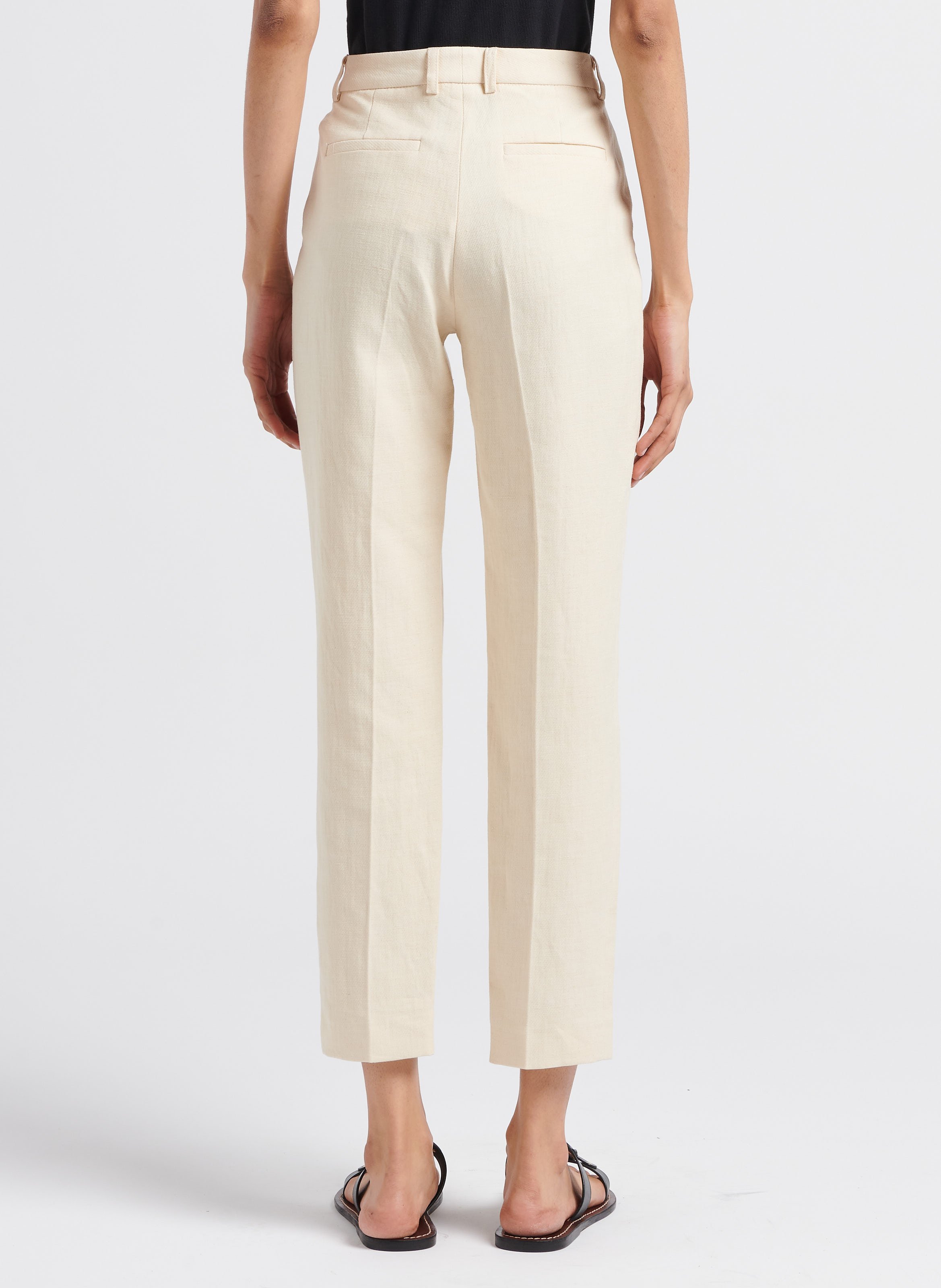 Pantalón Recto De Mezcla De Algodón Ecru Pablo - Mujer | Place des ...