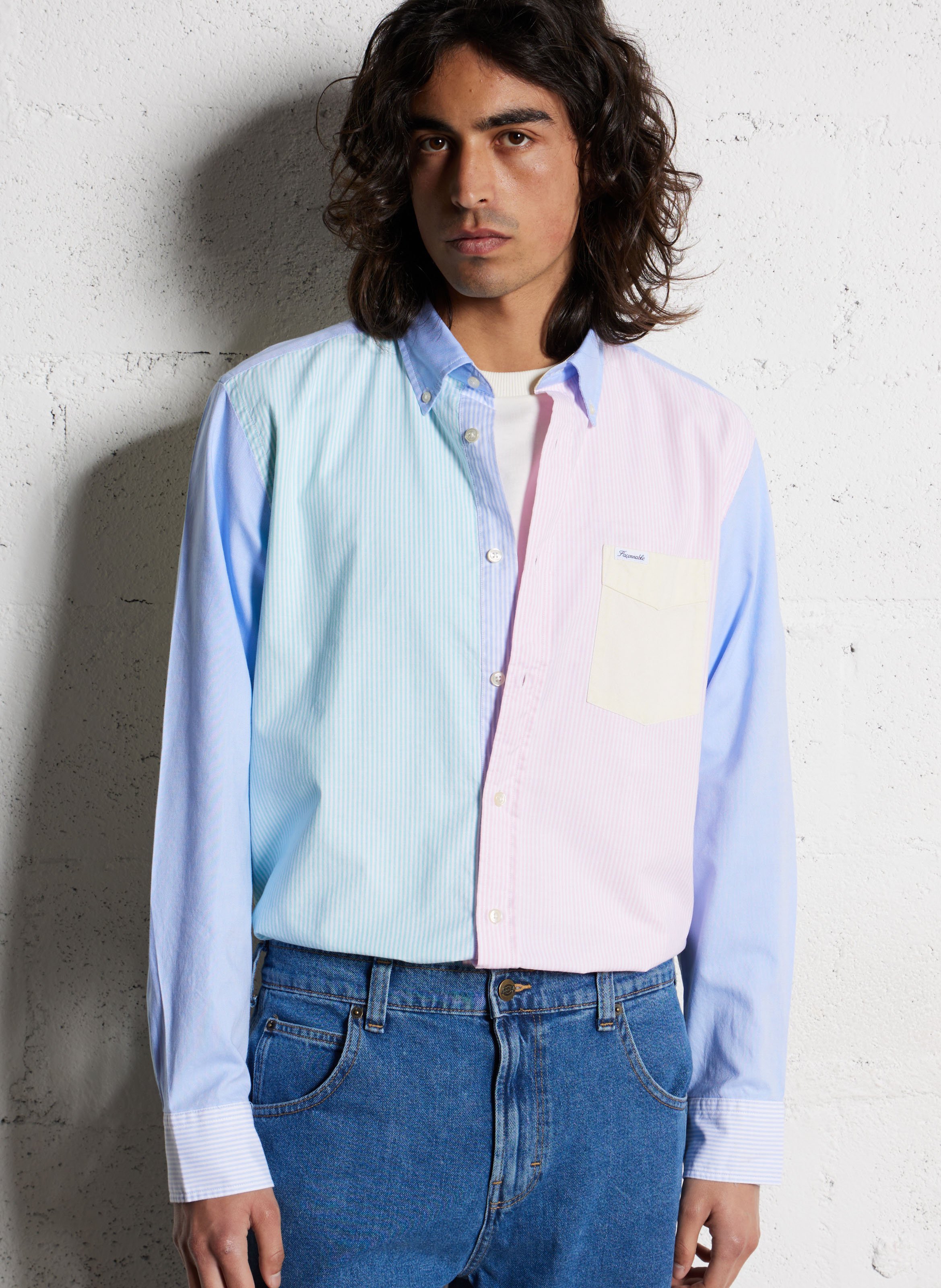 Cotton shirt with classic collar Fanfare green Faconnable - Men ...