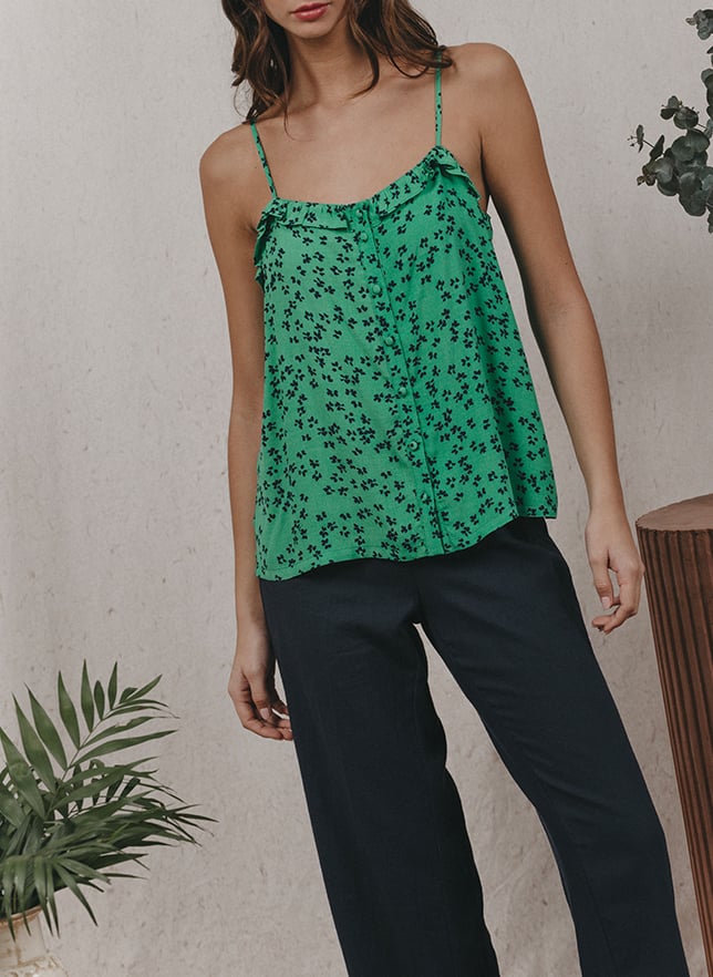 Caraco Droit à Col Bustier Koko Vert Grace Et Mila - Femme