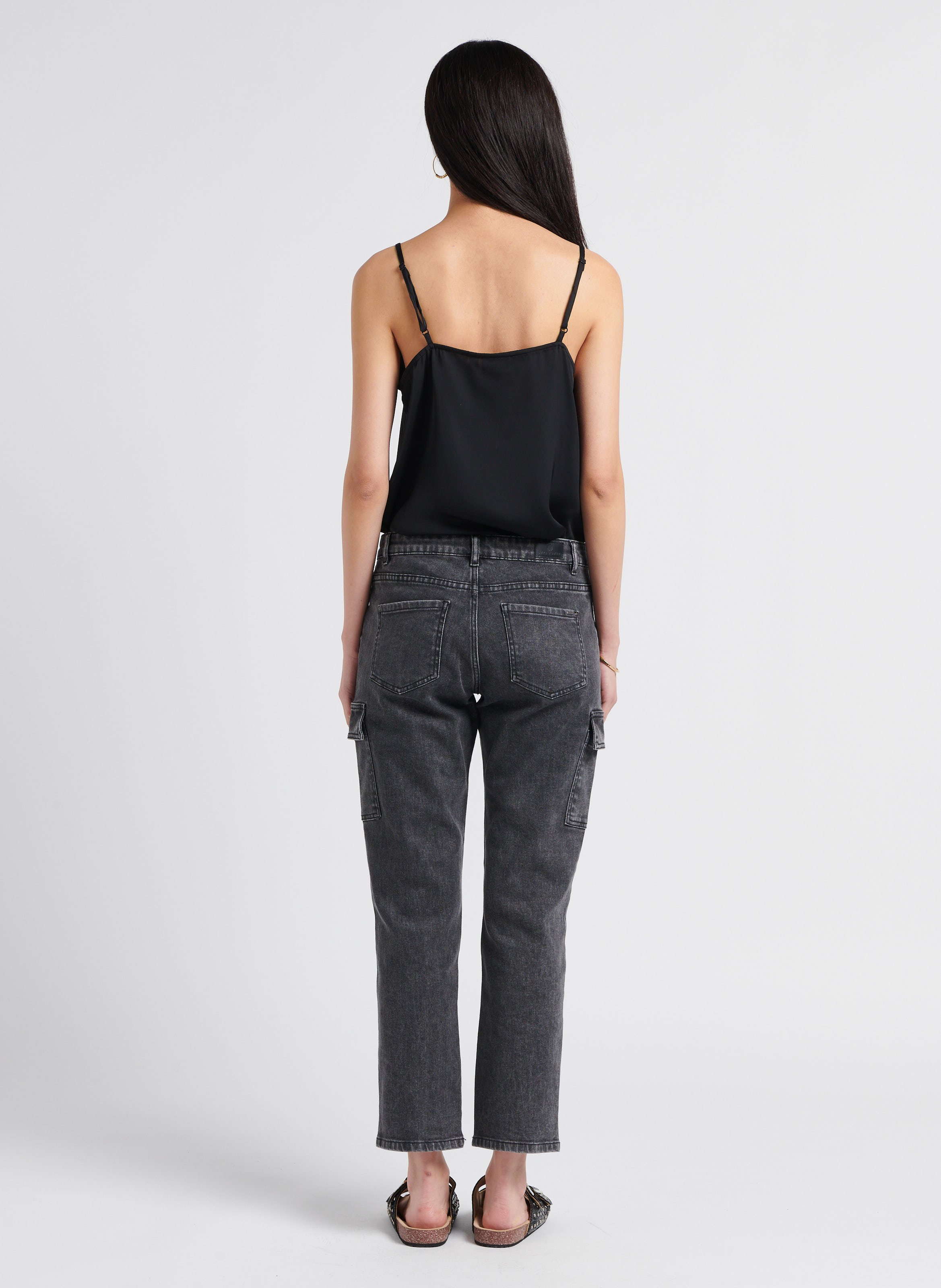 Sandales Plates En Cuir Python Python Noir Metallerie Argent Claris ...