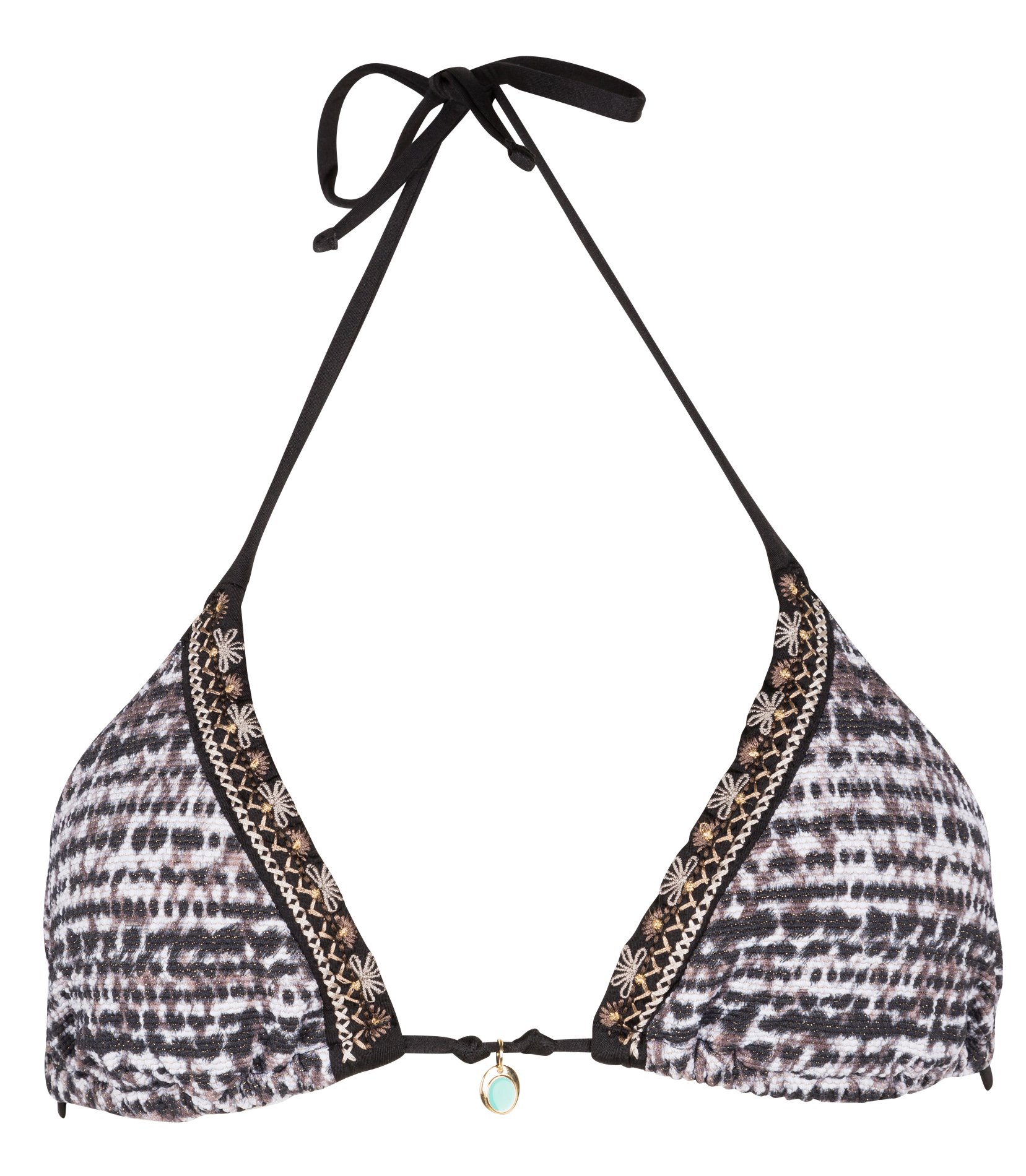 Embroidered Triangle Bikini Top Noir Banana Moon - Women | Place des ...