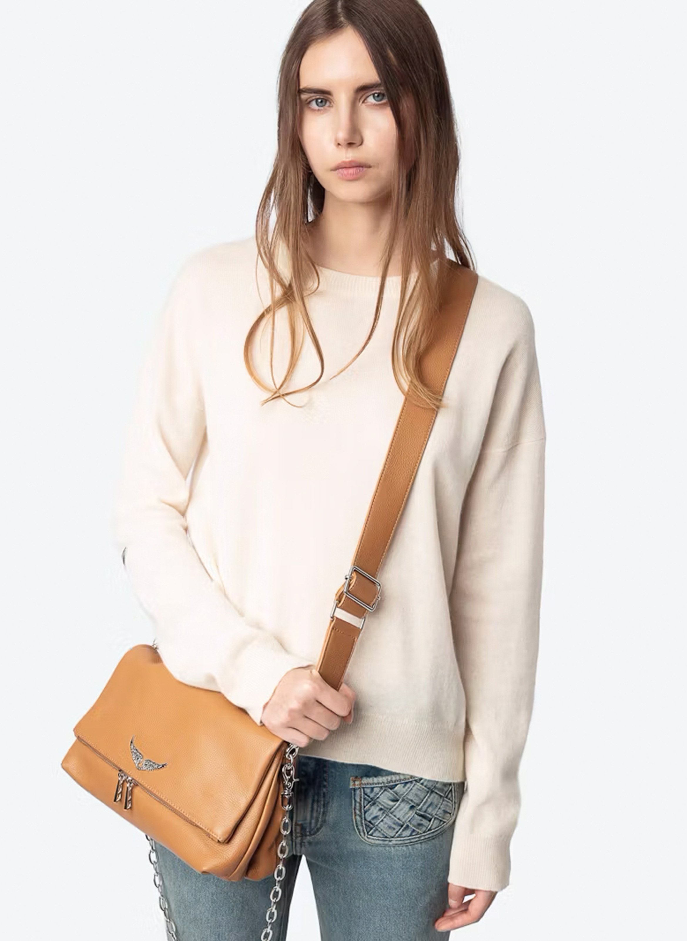 Belted cashmere sweater Ecru Zadig&Voltaire - Women KWSW00064 | Place ...