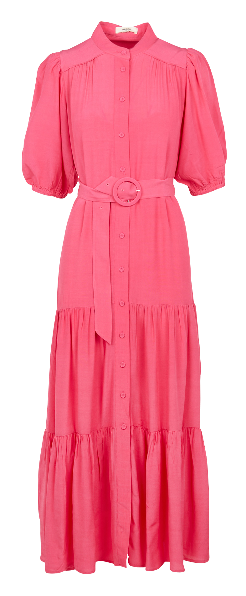 Robe Longue Col Mao Fuchsia Suncoo - Femme | Place des Tendances