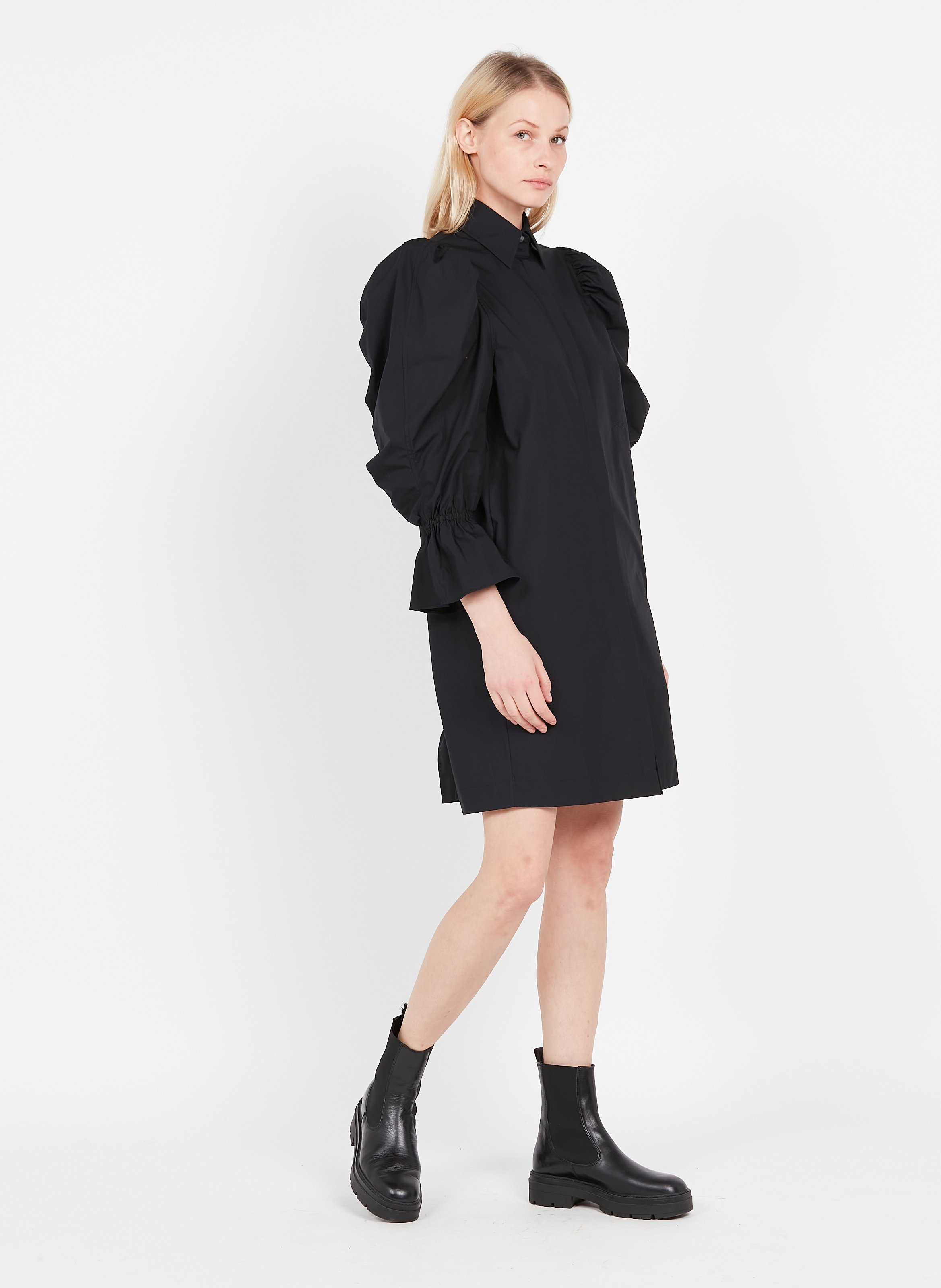 Robe Midi à Col Classique Black Karl Lagerfeld - Femme | Place des ...