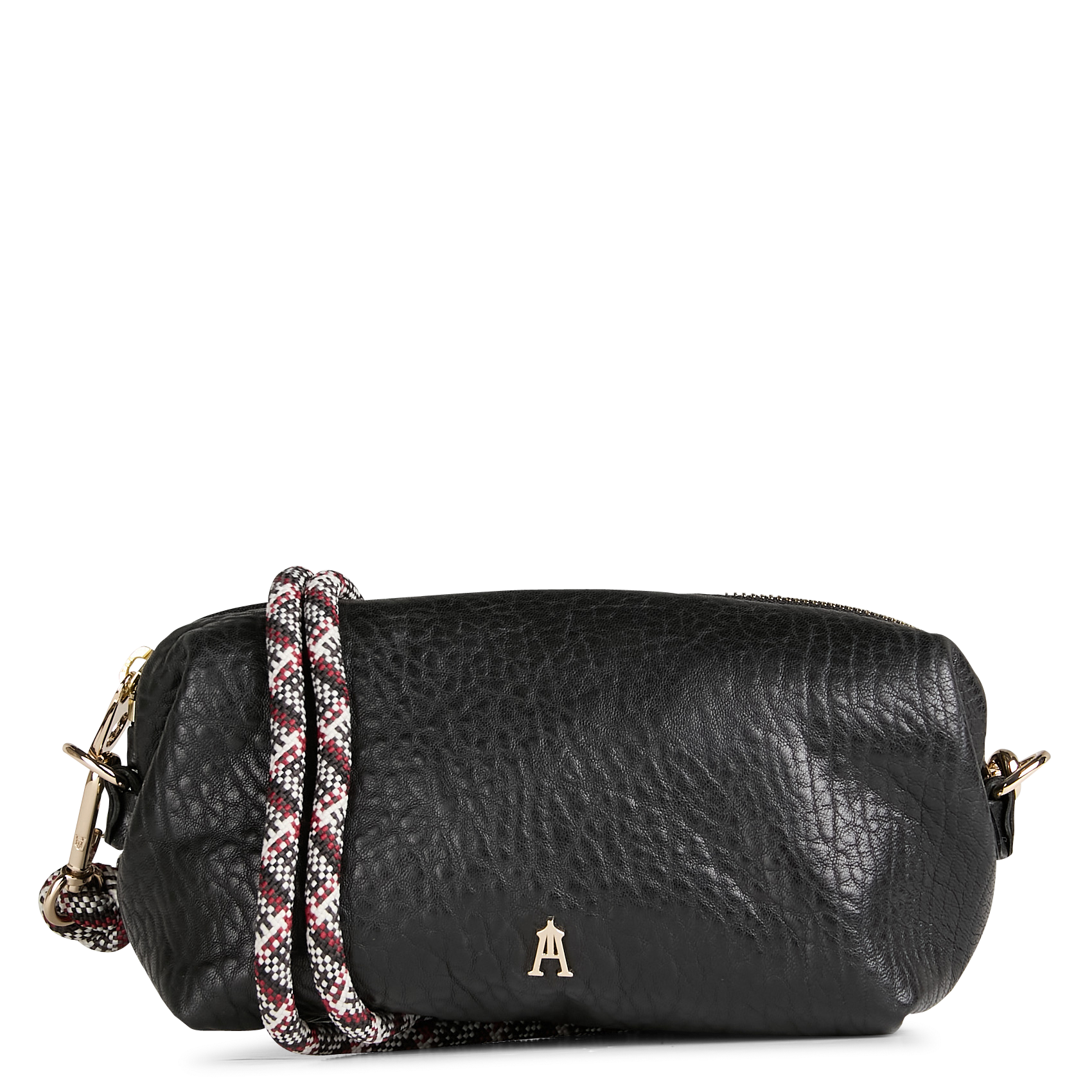 Crackled Leather Shoulder Bag Bubble Noir H24 Craie - Women - NUAGE ...