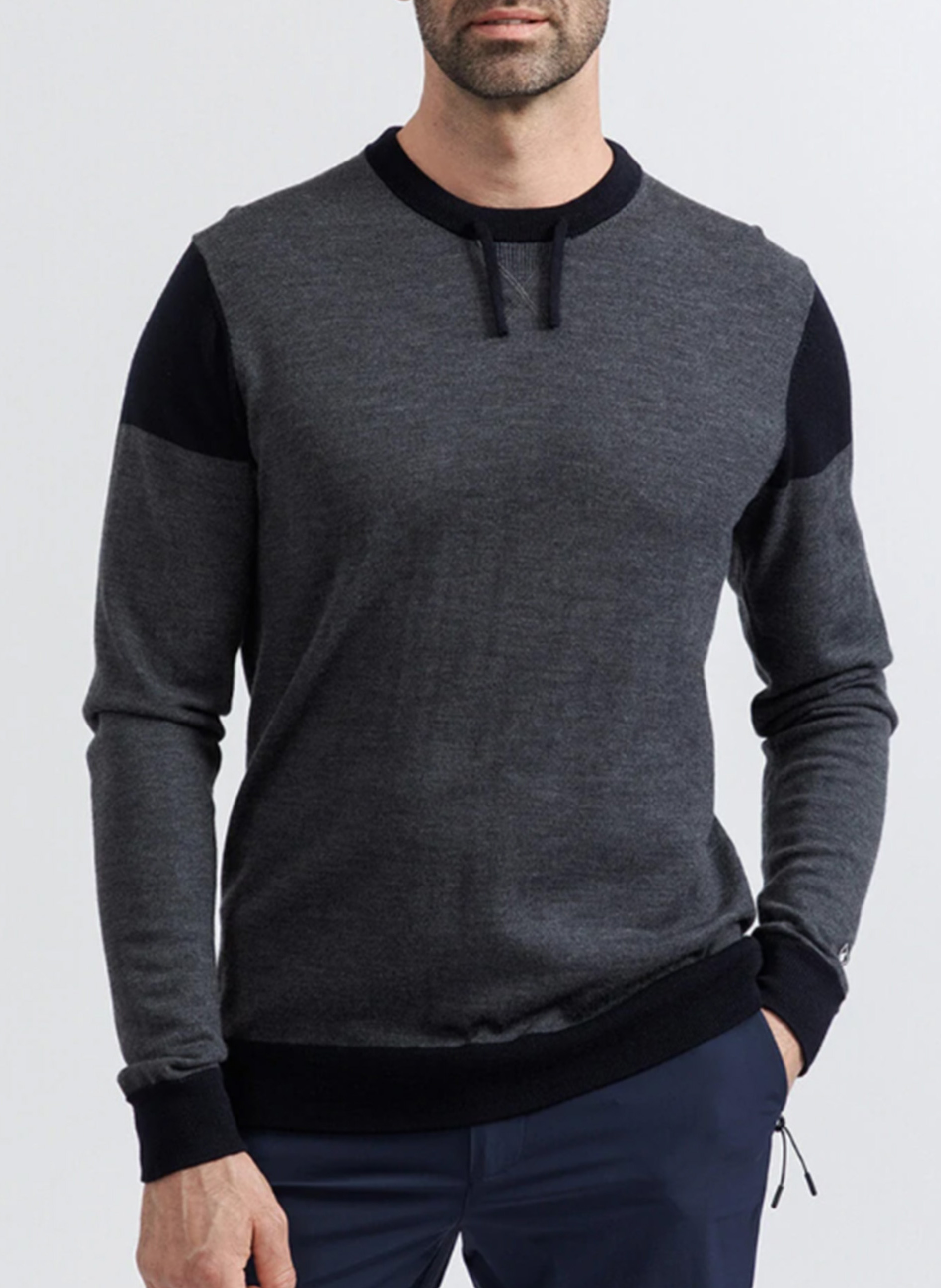 Pull col rond droit en laine Fast Grey New Man - Homme NMVH2031 | Place ...