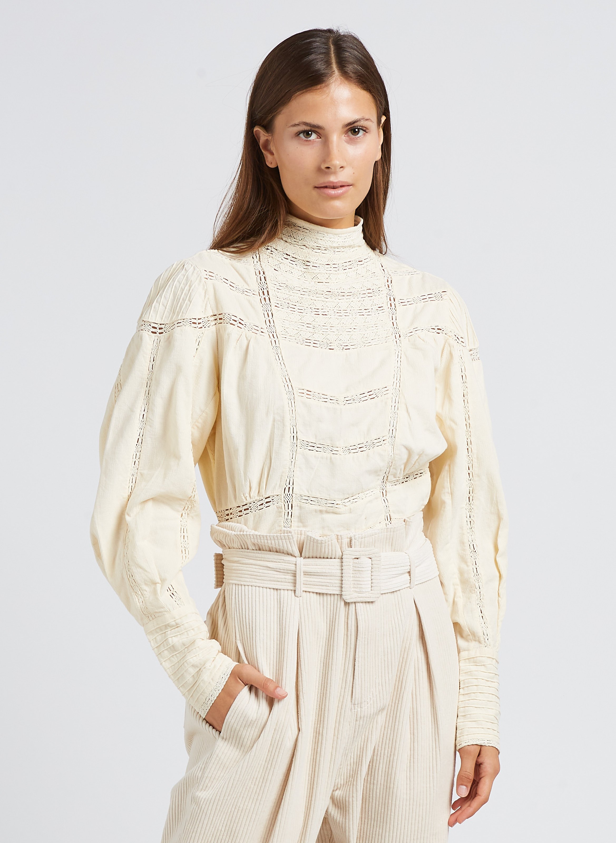 Top col montant en coton Off white Mes demoiselles - Femme BONNIE ...