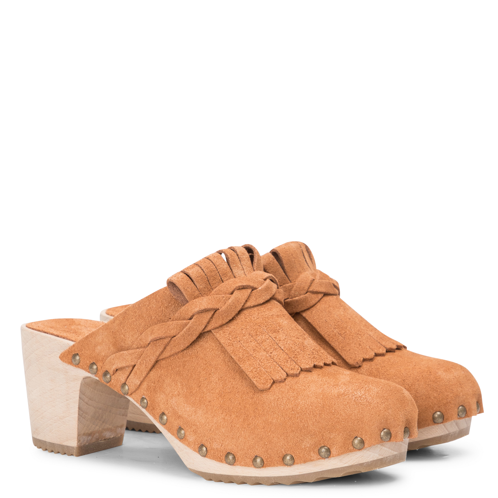 Sabots à Talon En Cuir Velours Caramel Bosabo - Femme | Place des Tendances