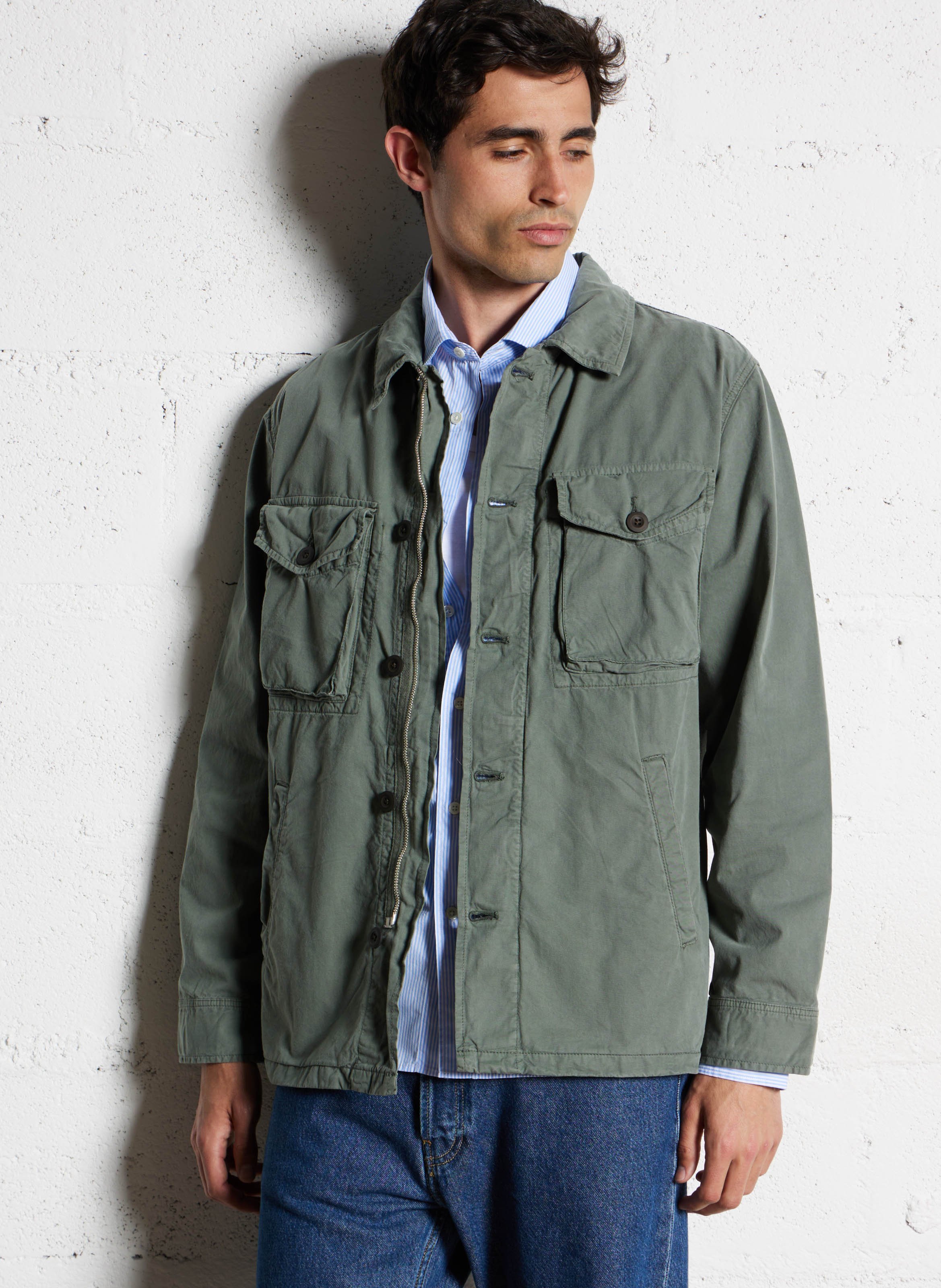 Straight buttoned cotton jacket Military Hartford - Men BDE1120 | Place ...