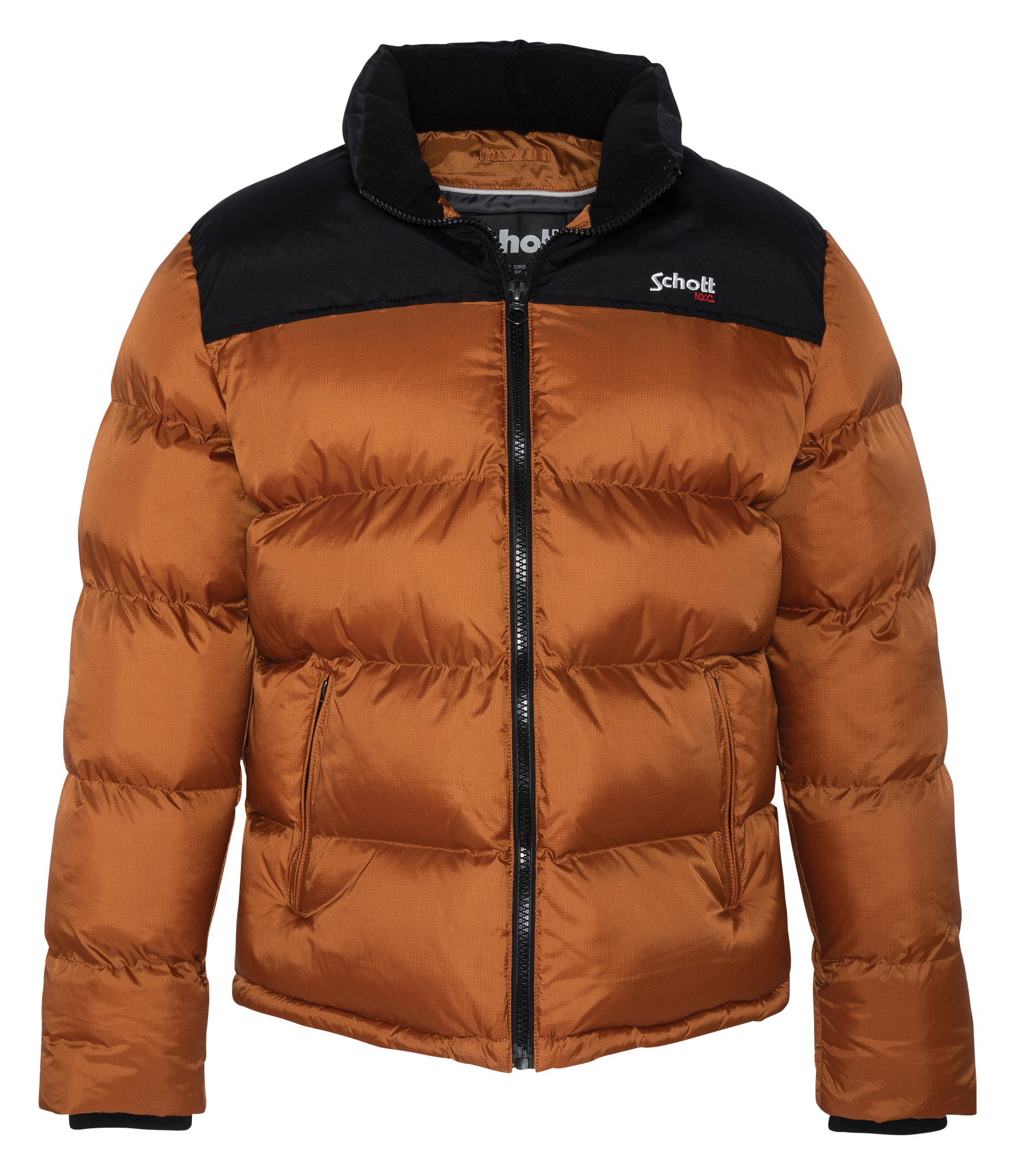 High-neck Padded Jacket Rust Schott - Men | Place des Tendances