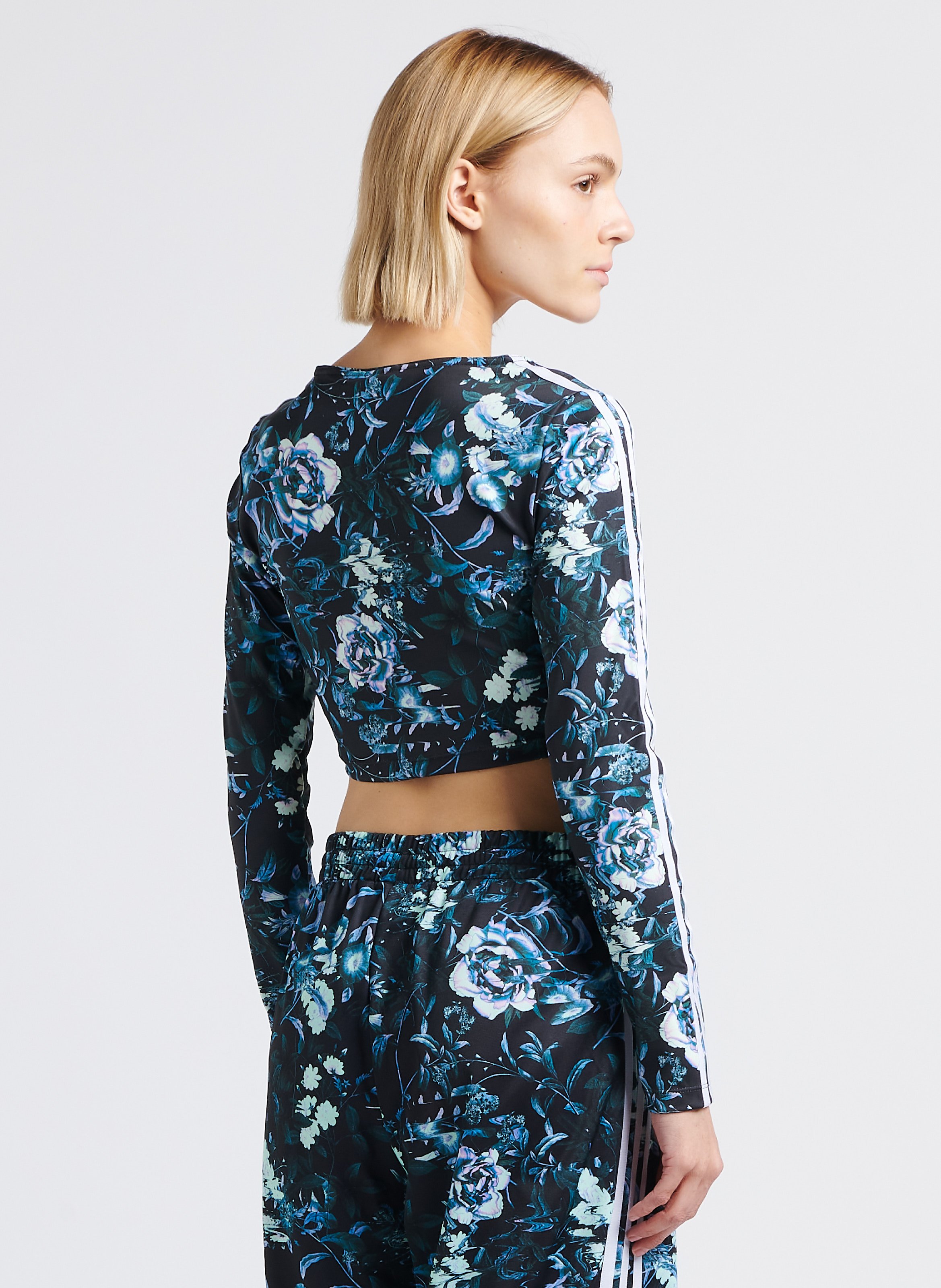 Short Fitted Crop Top With Square Collar Black Multco Adidas - Women ...