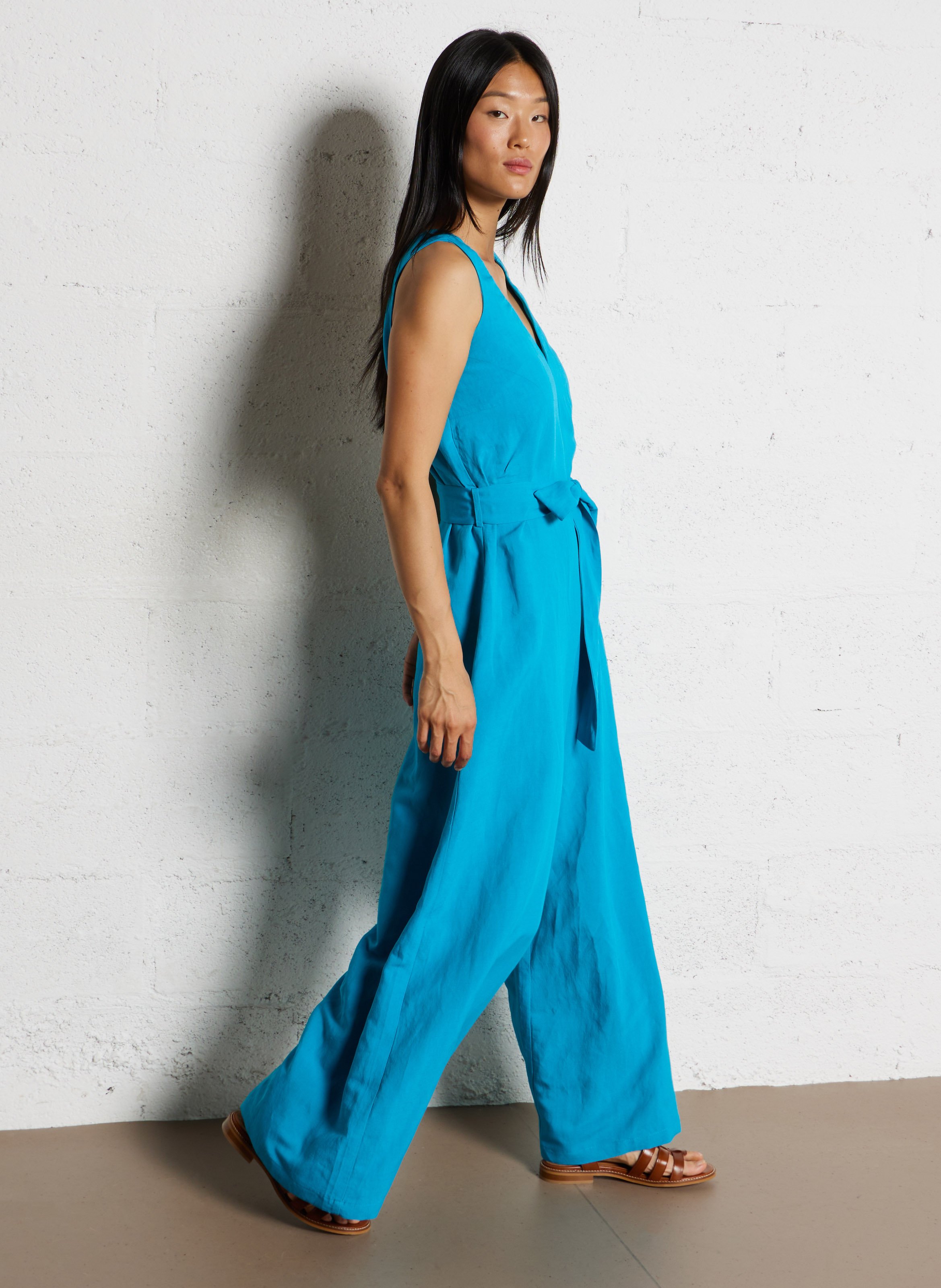 Fluid v-neck jumpsuit Turquoise La Fee Maraboutee - Women FD-CO-LOMEE-V ...